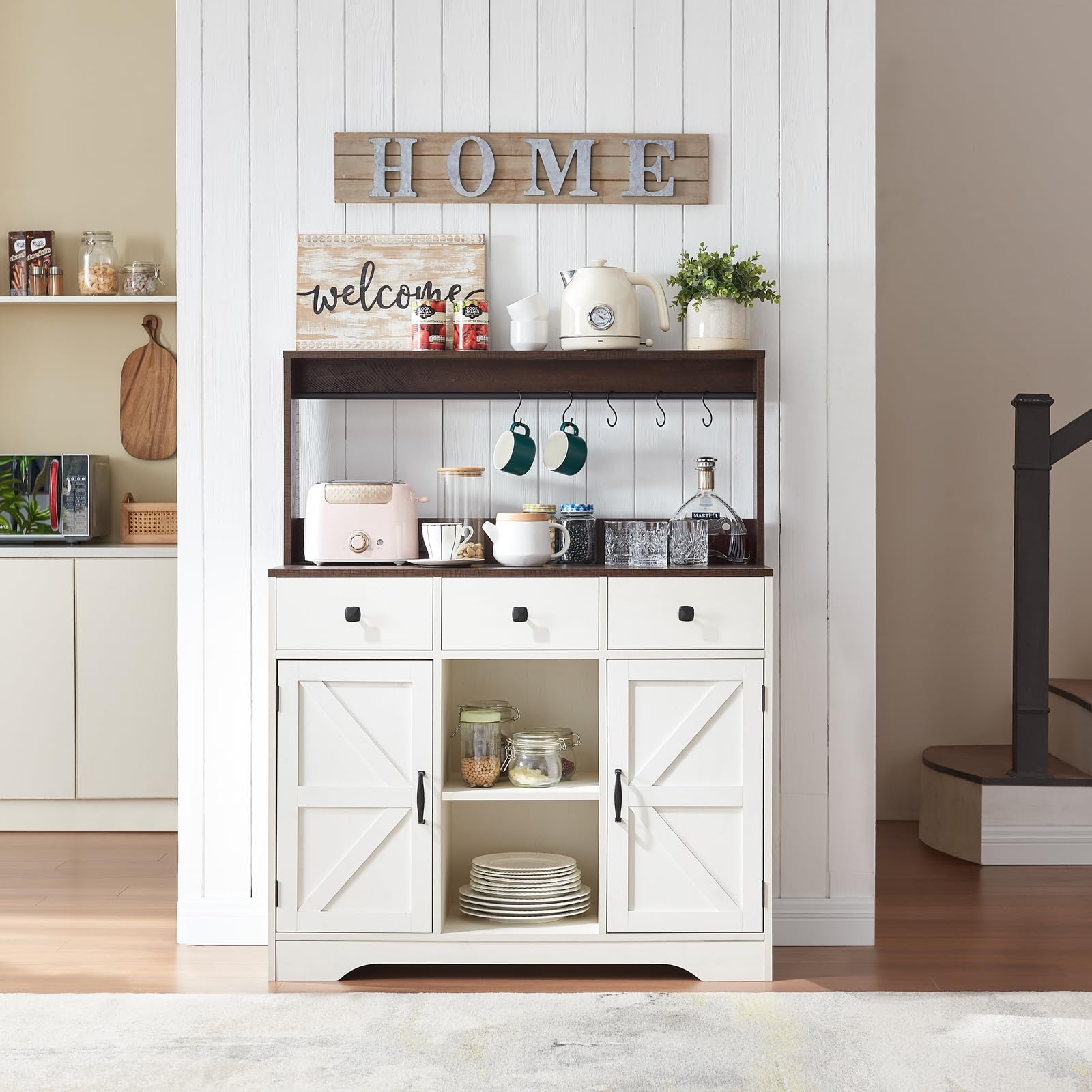 Snapklik.com : Wnutrees 39" Farmhouse Coffee Bar Cabinet