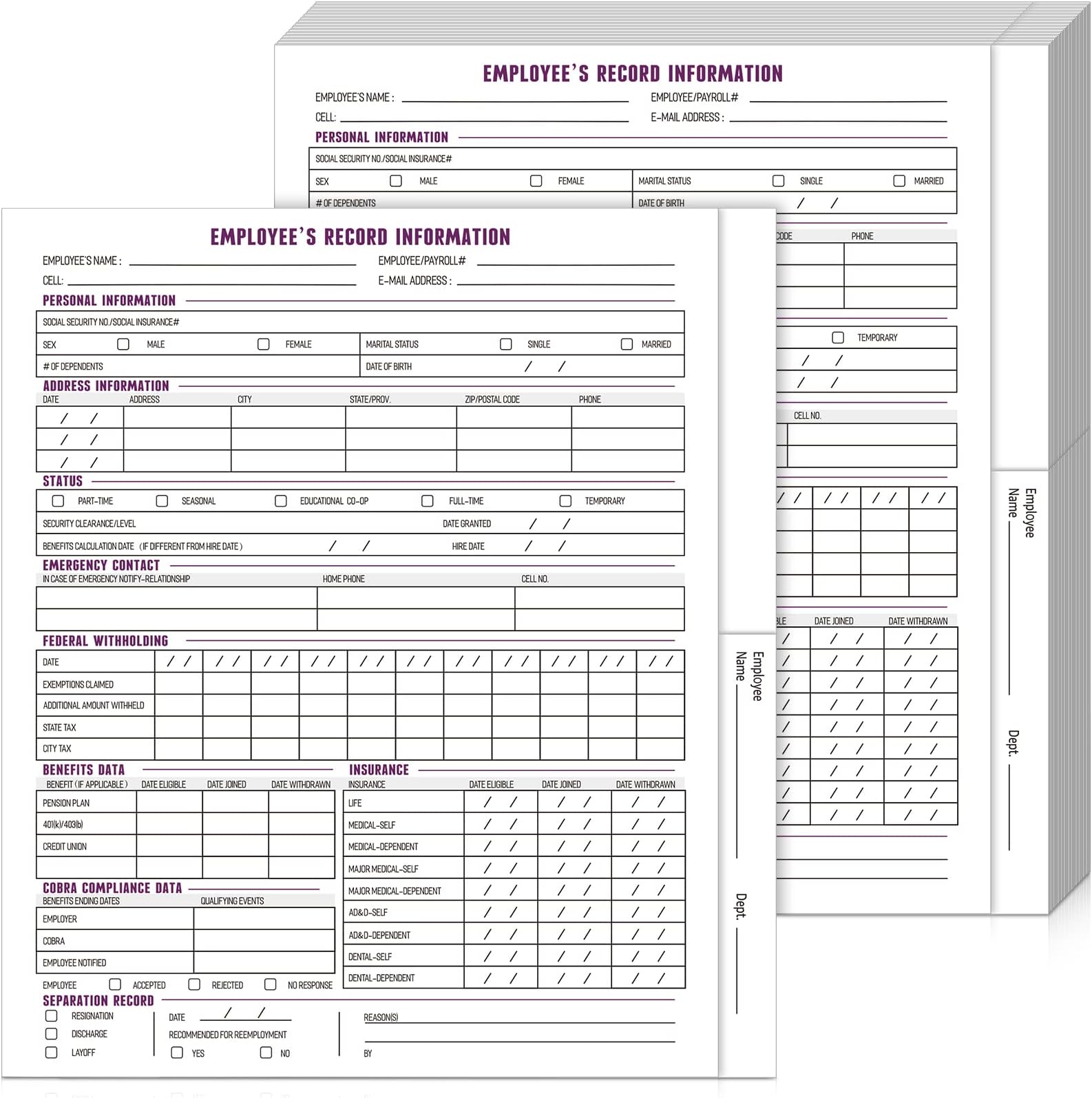 Amazon.com : Glenmal 30 Pcs Confidential Employee Record Folders ...