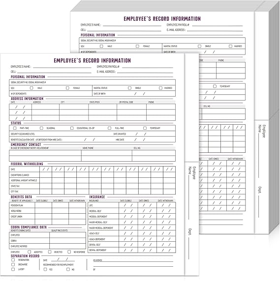 Amazon.com : Glenmal 30 Pcs Employee Record Folders Employee File ...