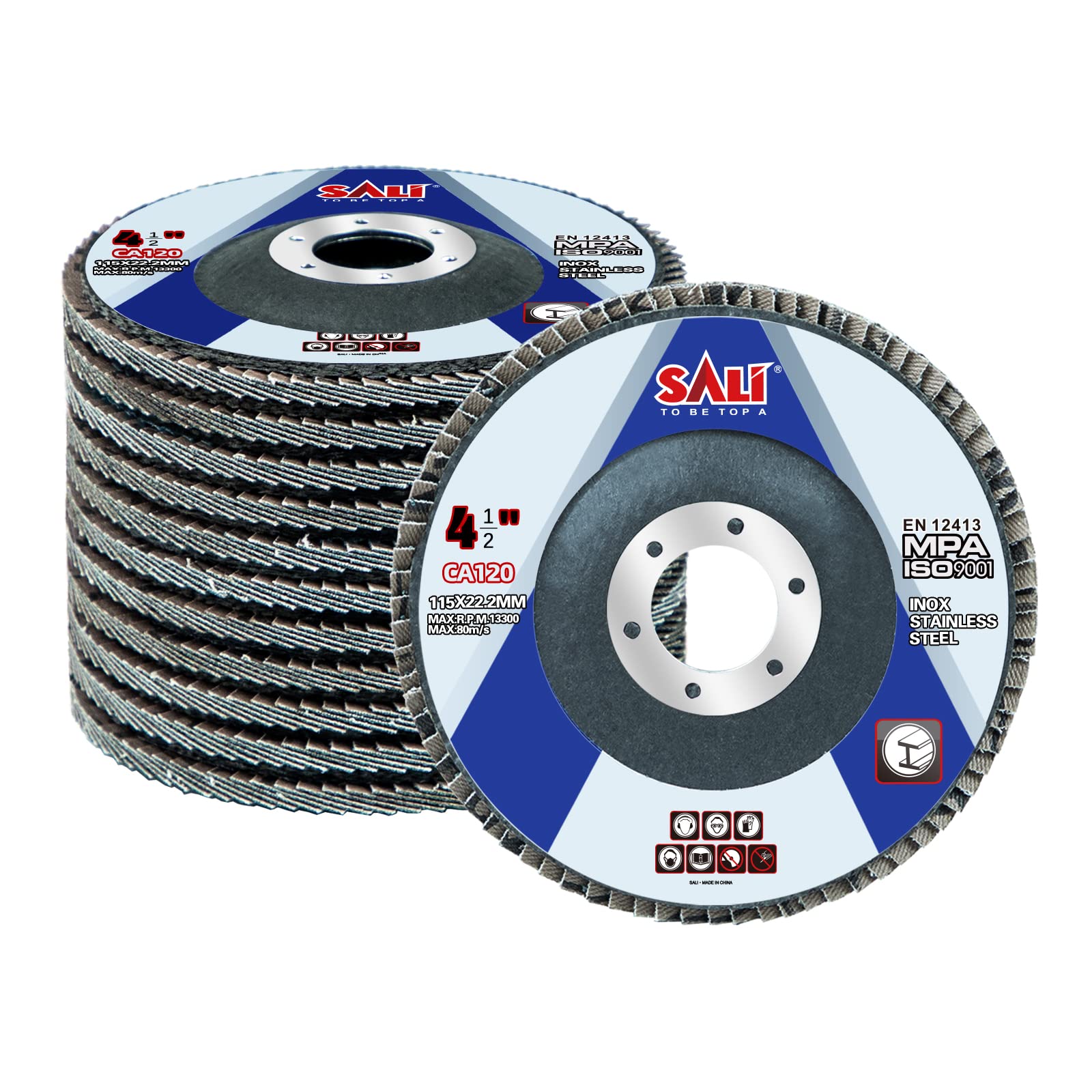 Buy Sali 12 Pack Flap Disc 120 Grit 4.5" x 7/8-Inch Sanding Disc Bevel ...