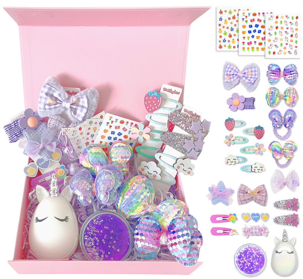 Amazon.com : Hair Accessories Gift Set for Kids Purple Hair Clips ...