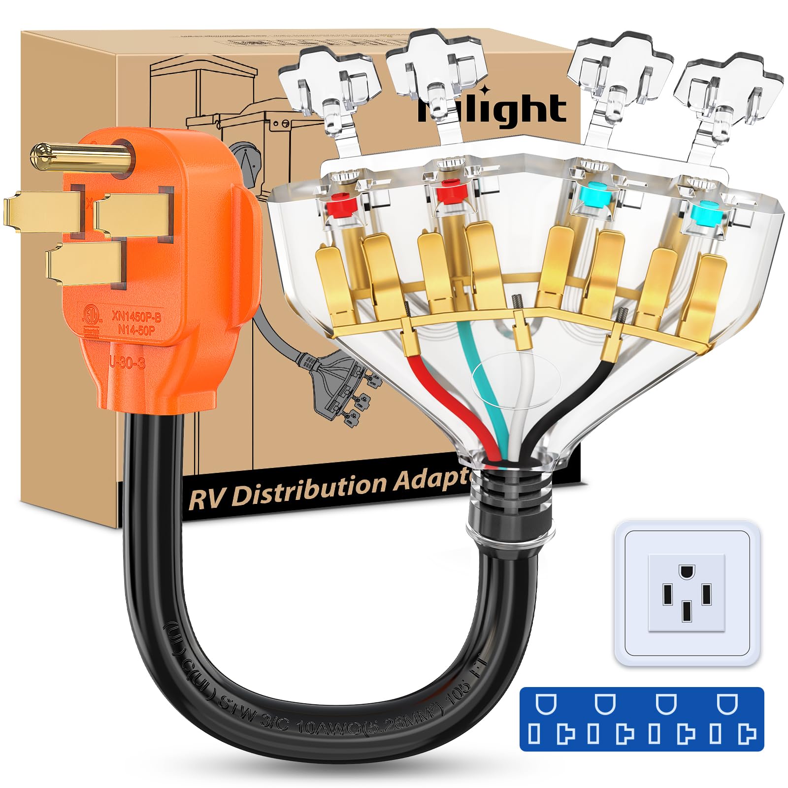 Amazon.com: Nilight 50 Amp to 110V RV Adapter Cord 50 Amp to 20A RV ...