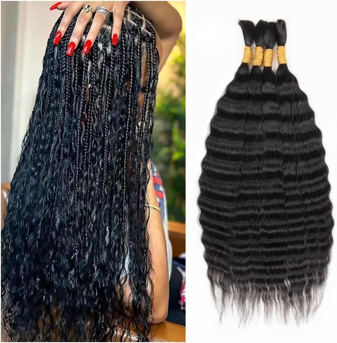Amazon.com : Morichy Super Wave Bulk Human Hair for Braiding Boho ...