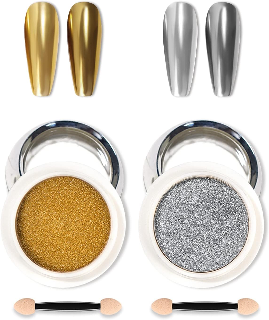 Amazon.com: Gold Silver Chrome Nail Powder Solid Acrylic Dip Powder ...