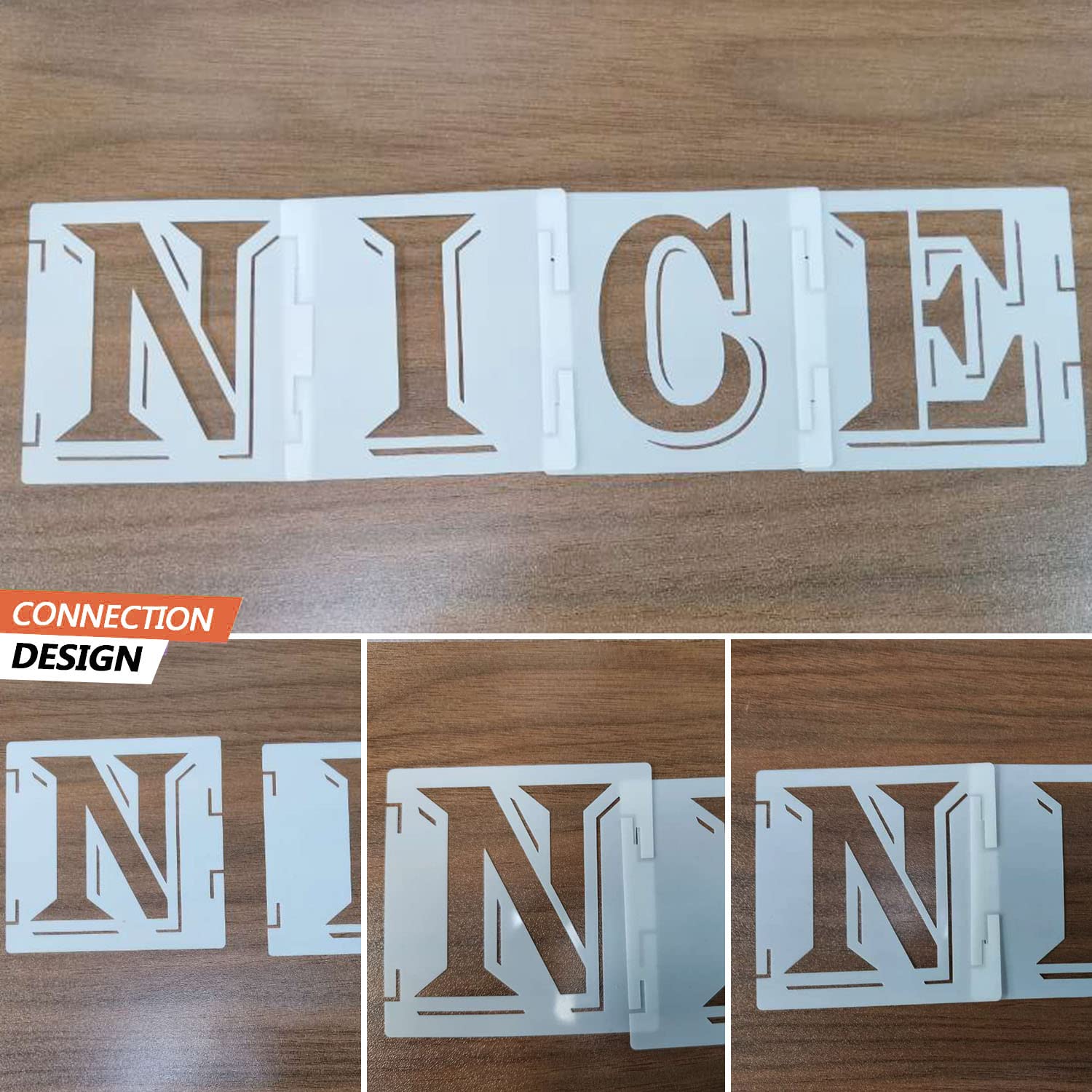 Buy 2 Inch Alphabet Letter Stencils Kit, 42 Pcs Reusable Interlocking ...