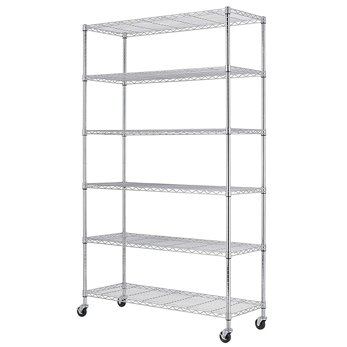 Buy FDW 18x48x82 inch Wire Shelving Unit with Wheels Steel 6 Tier Heavy ...