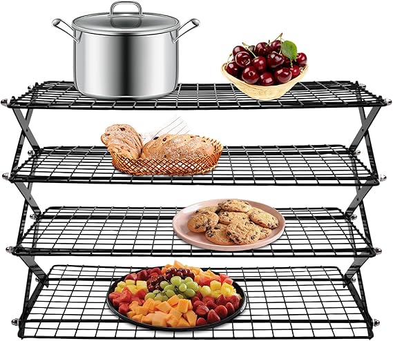 Amazon.com: 4-Tier Collapsible Cooling Rack – 16" x 10" Adjustable ...