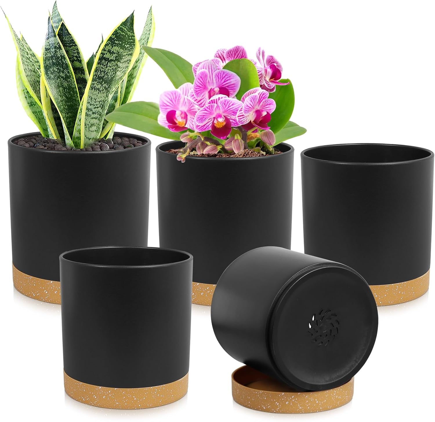 Amazon.com: WSMKSZ 5 Pack Cylindrical Flower Pots with 7/6.5/6/5/4 inch ...