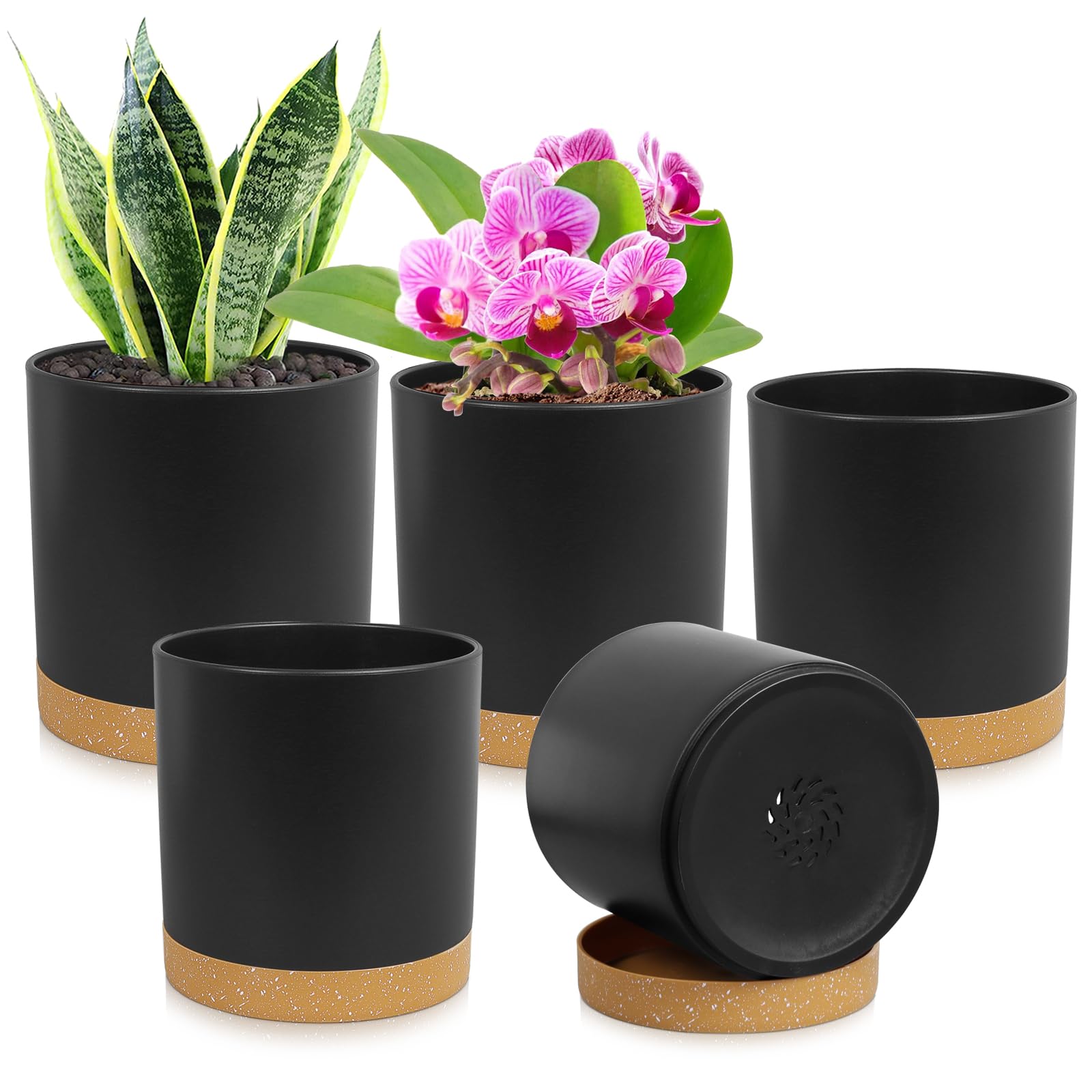 Amazon.com: WSMKSZ 5 Pack Cylindrical Flower Pots with 7/6.5/6/5/4 inch ...