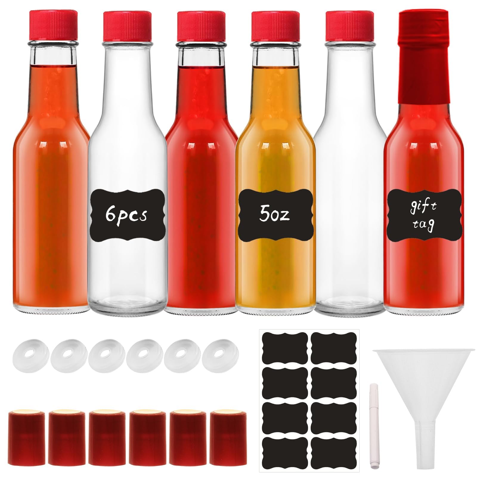 Amazon.com: eispap 5oz Glass Bottle, Clear Woozy Bottles with Shrink ...