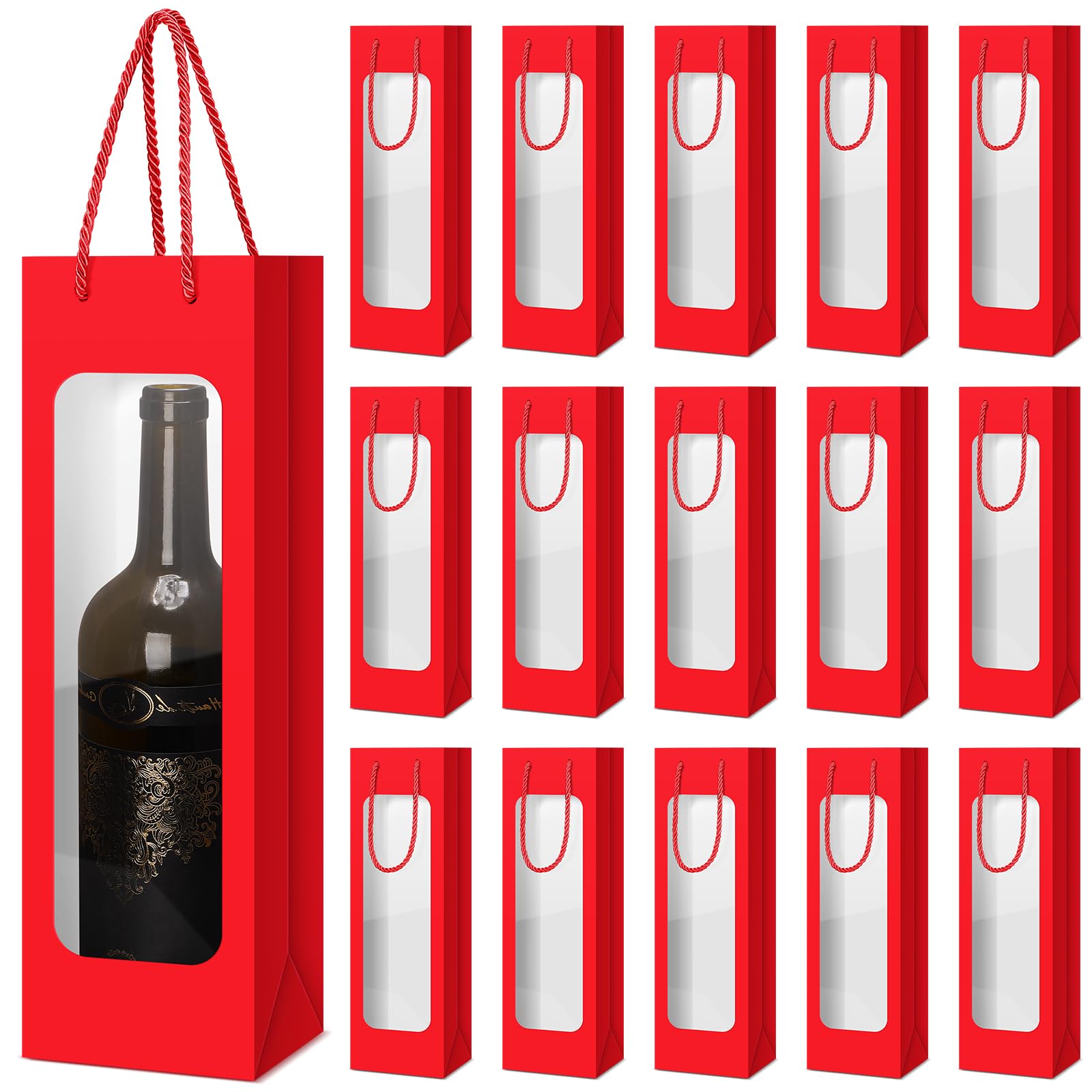 Amazon.com: Tioncy 24 Pcs Wine Gift Bag Clear Window Wine Bags for ...