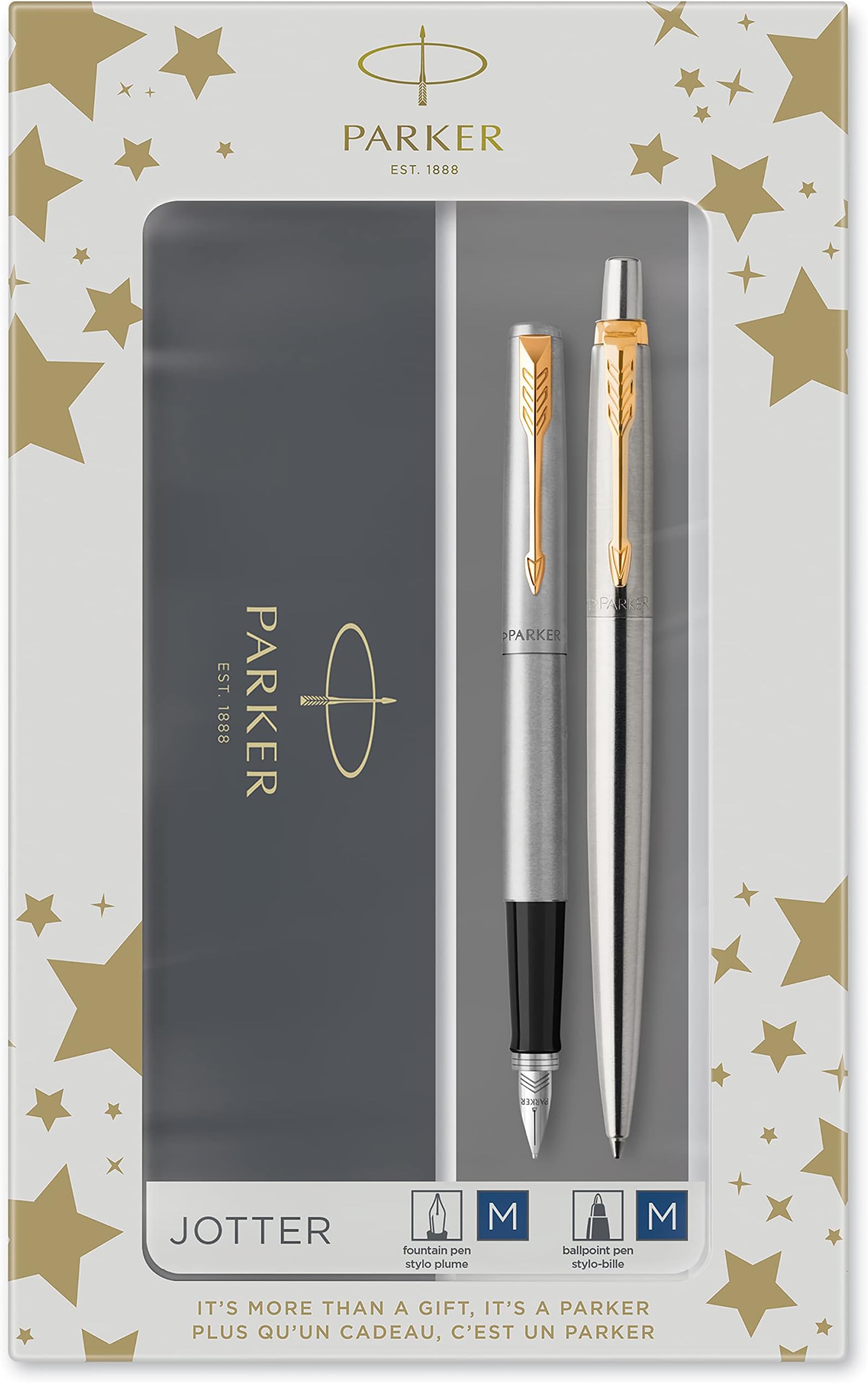Amazon.com : Parker Jotter Duo Gift Set with Ballpoint Pen & Fountain ...