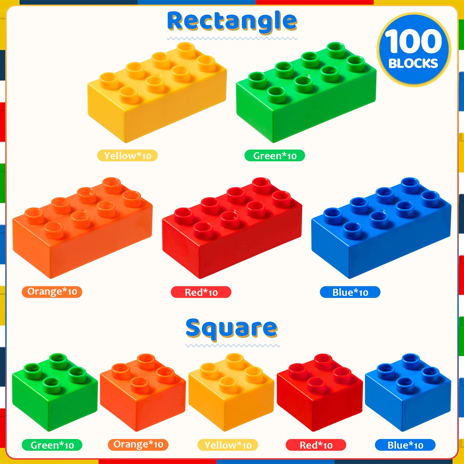 Buy JOYIN 100 Pcs Building Blocks, Building Bricks, Toddler Classic ...