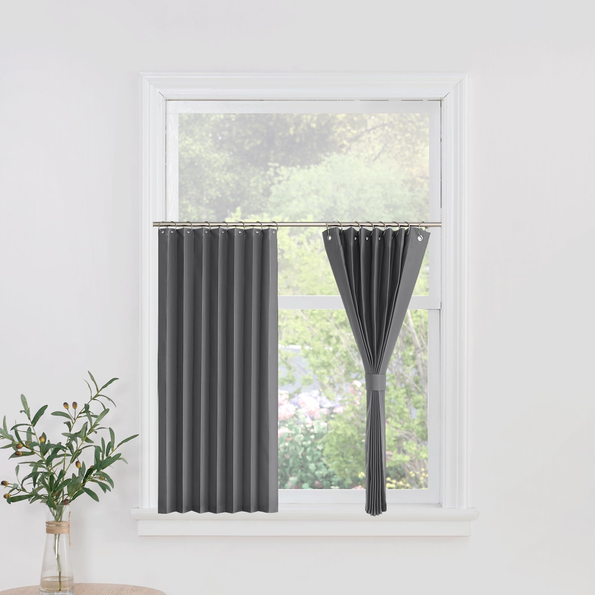 Amazon.com: NICETOWN Short Curtains Grey Half Window Curtains for ...