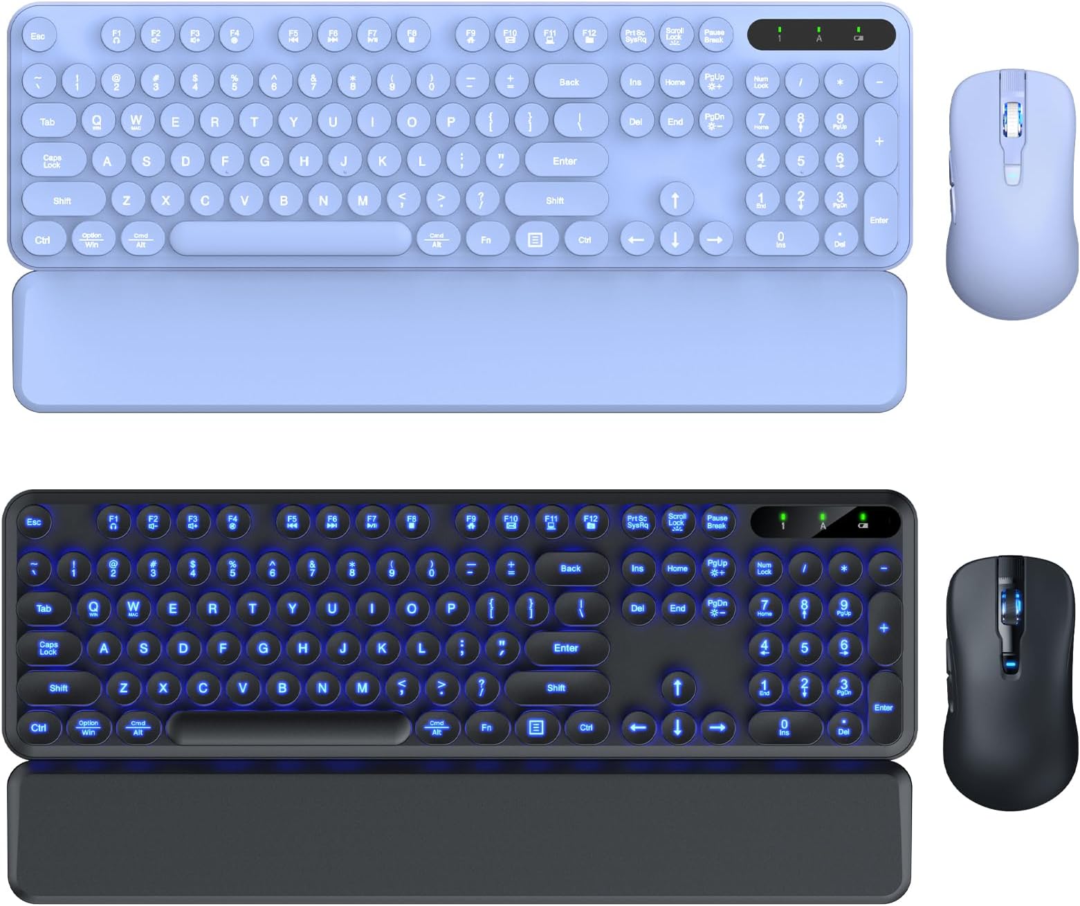 Amazon.com: 2 Pack Wireless Keyboard and Mouse Backlit - Retro Round ...