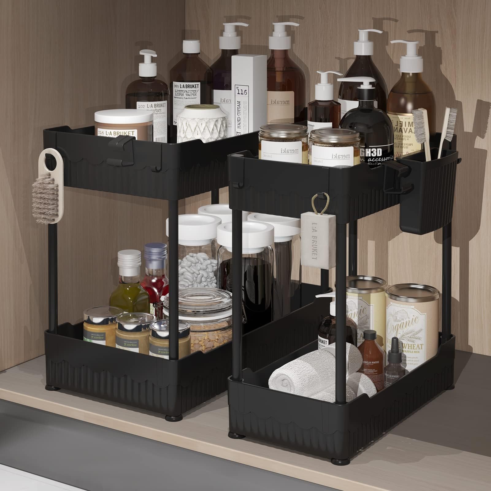Amazon.com: Delamu 2-Tier Bathroom Under Sink Organizers and Storage ...