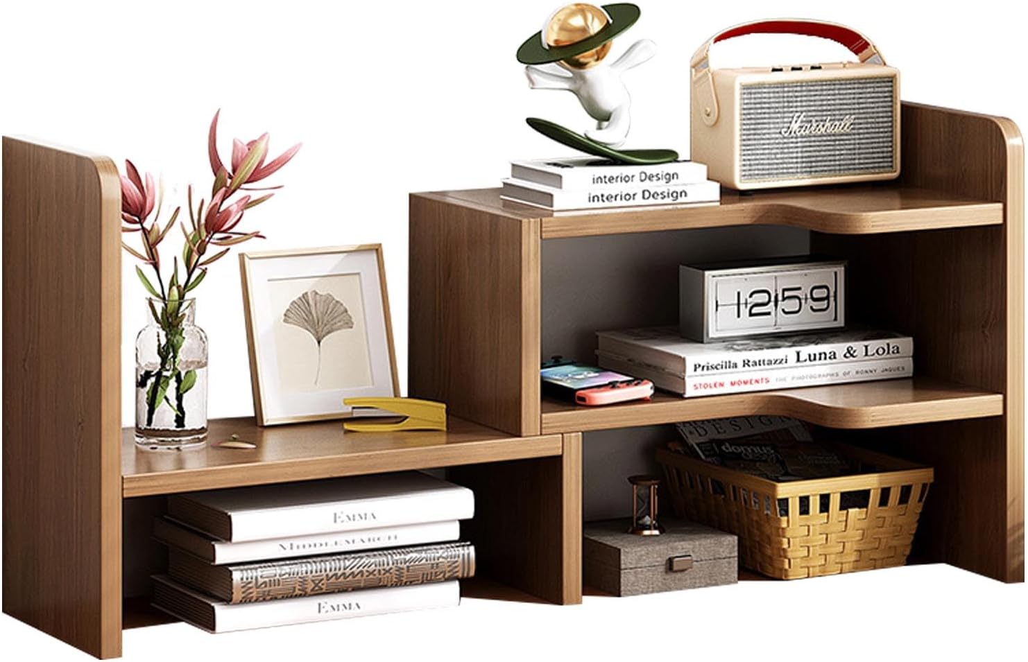 Amazon.com: KUHEITAER Desk Shelf, Small Bookshelf, Wood Desktop ...