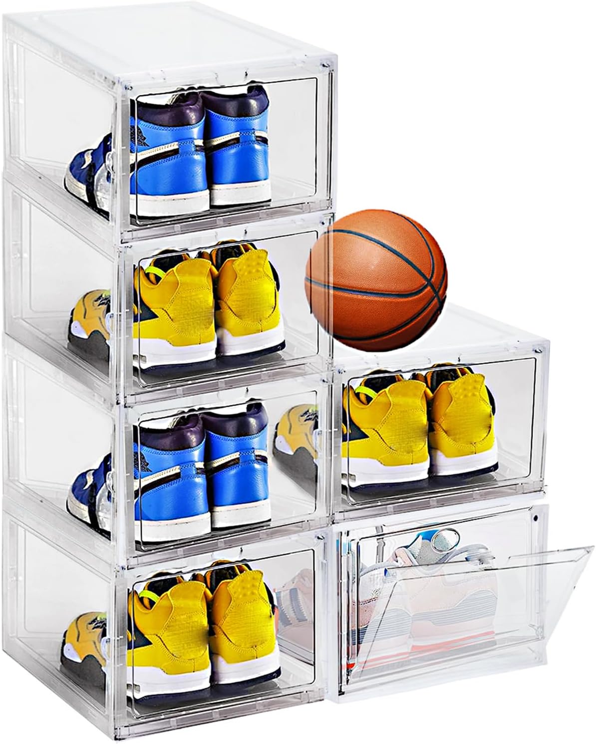 Amazon.com: DCA X-Large Clear Shoe Organizer Box 6 Pack, Shoe Storage ...