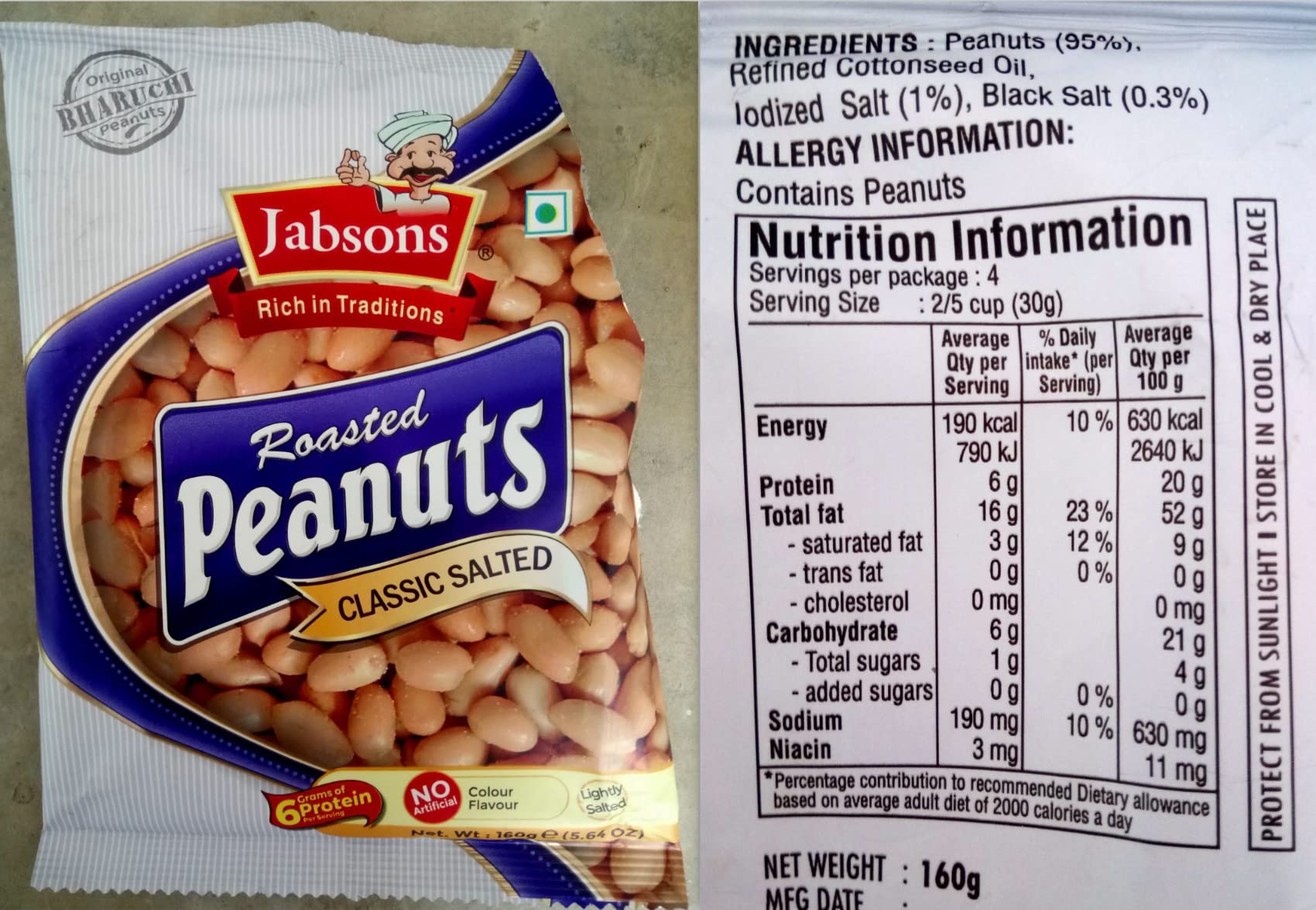 Jabsons Roasted Peanut Classic Salted - 160gm | Jumbo Bharuchi Peanuts ...