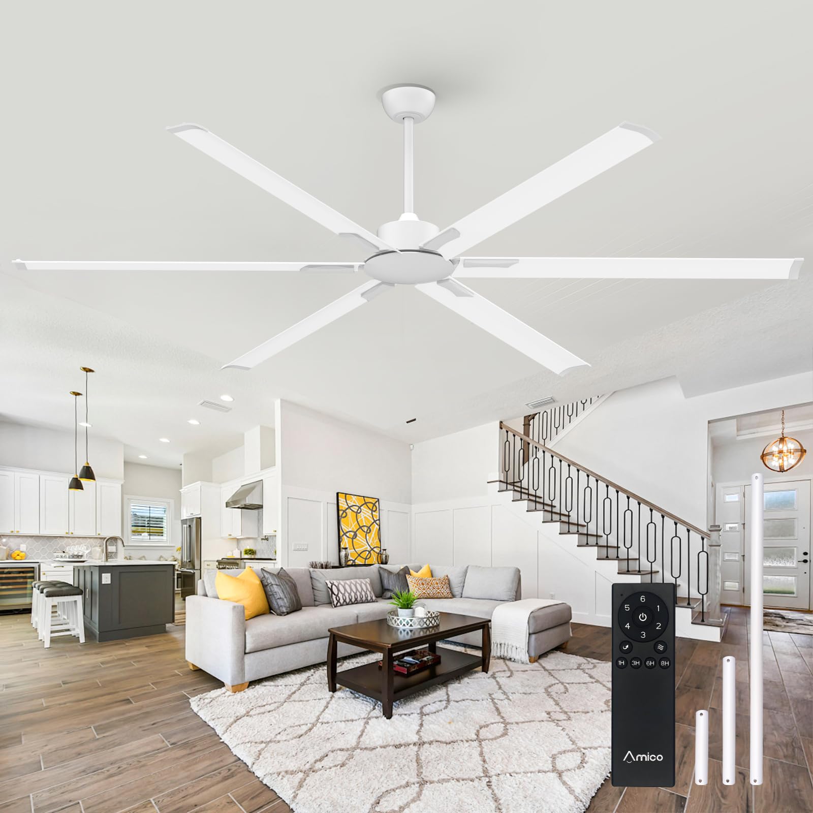 Amazon.com: Amico 84 Inch Industrial Ceiling Fans Without Lights ...
