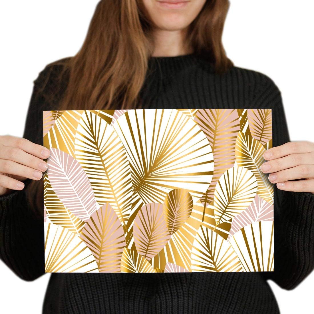 Amazon.com: Destination Vinyl Posters A4 - Gold Art Deco Palm Leaves ...
