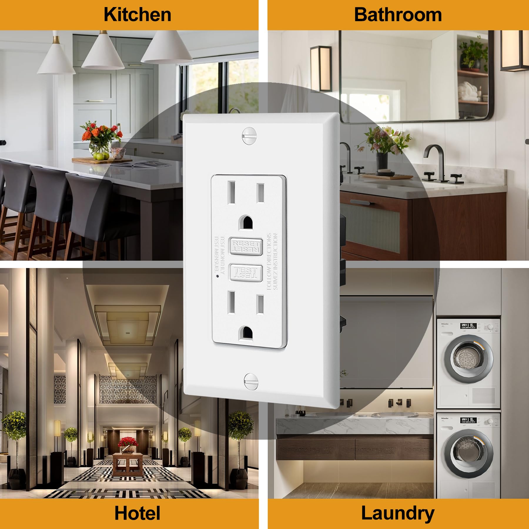 ELECTECK 20 Pack GFCI Outlets 15 Amp, Tamper Resistant (TR), Ultra Slim ...