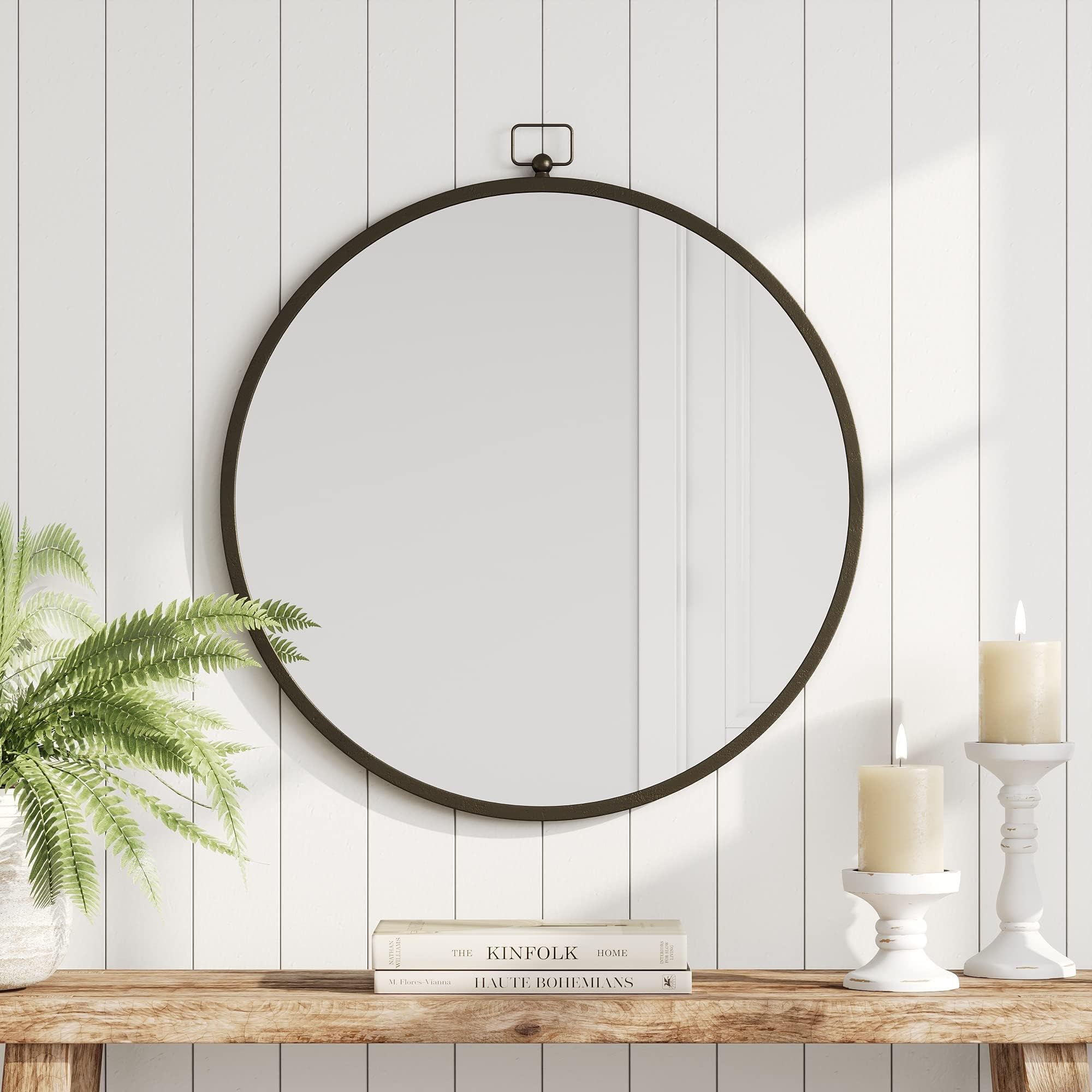 Amazon.com: Aspire Bescott Suspended Round Wall Mirror, Gray : Home ...