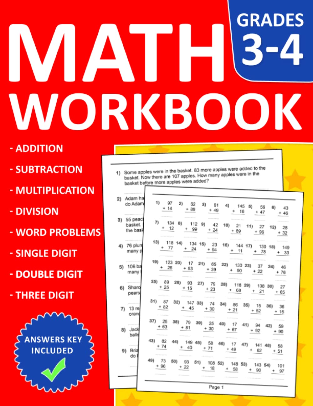 Math Workbook Addition,Subtraction,Multiplication,Division,Word ...