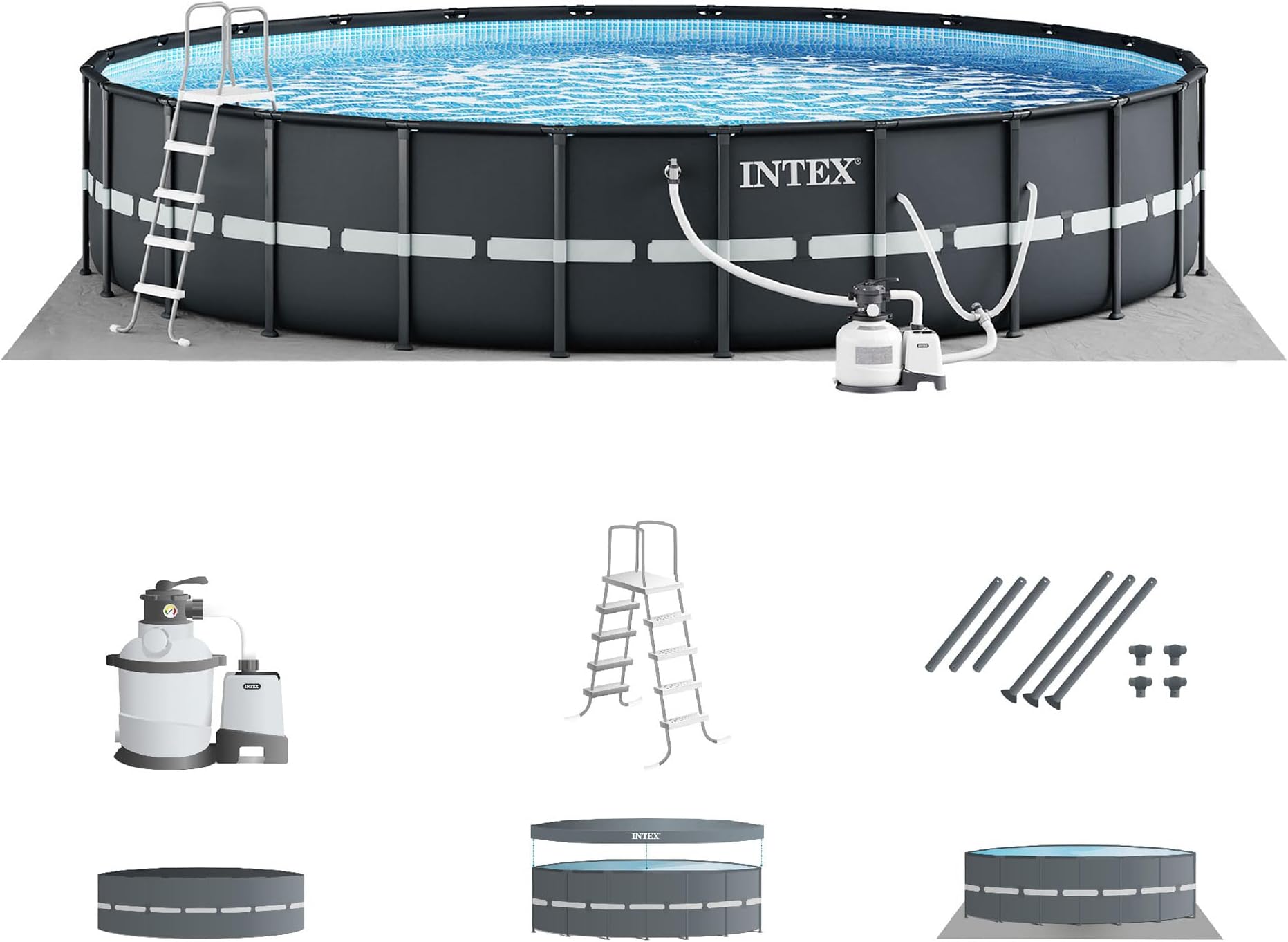 Amazon.com: Summer Waves Elite 14' x 42" Premium Frame Above Ground Swimming Pool with Filter ...
