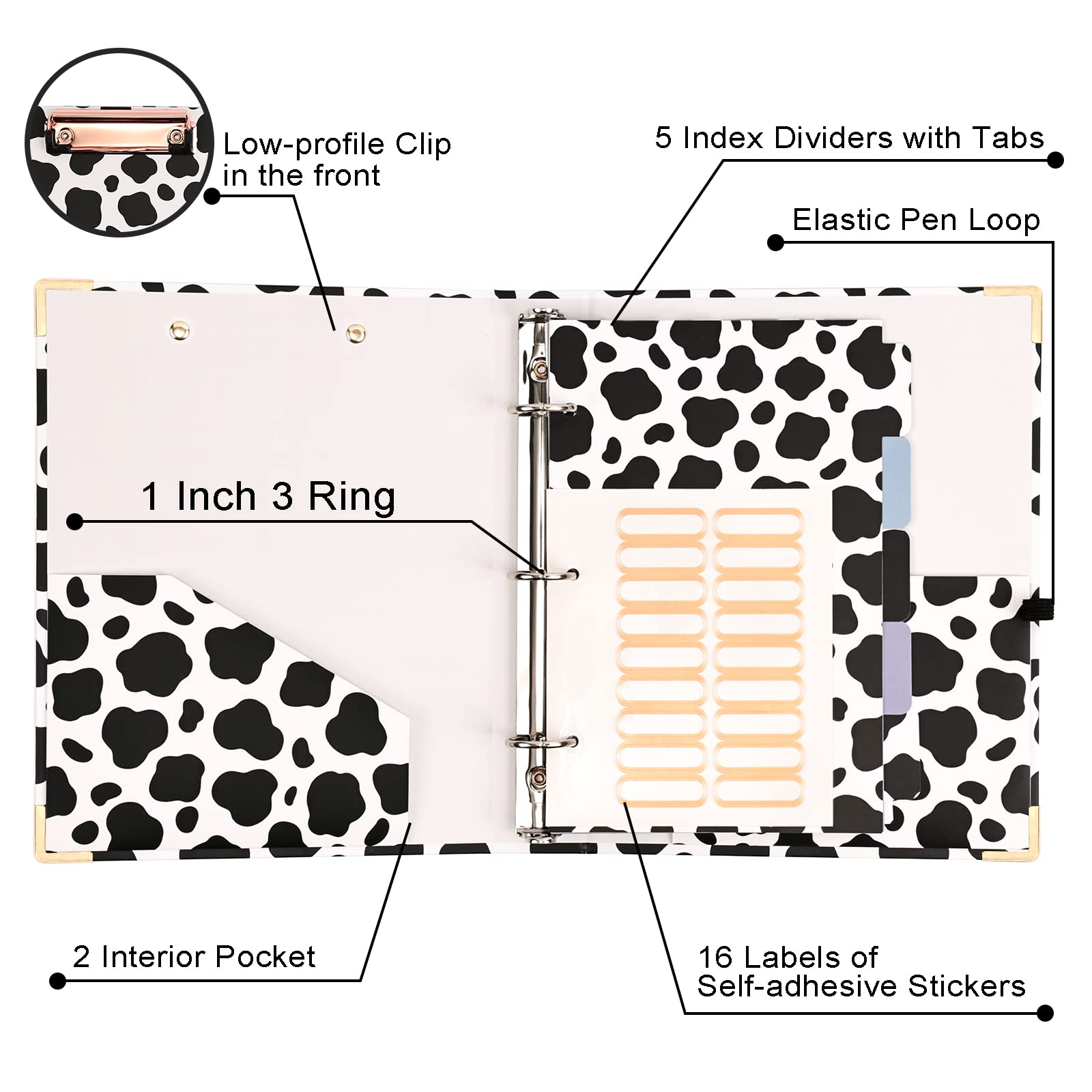Snapklik.com : Mini Binder, 3 Ring Binder 1 Inch Ring For Half Letter ...