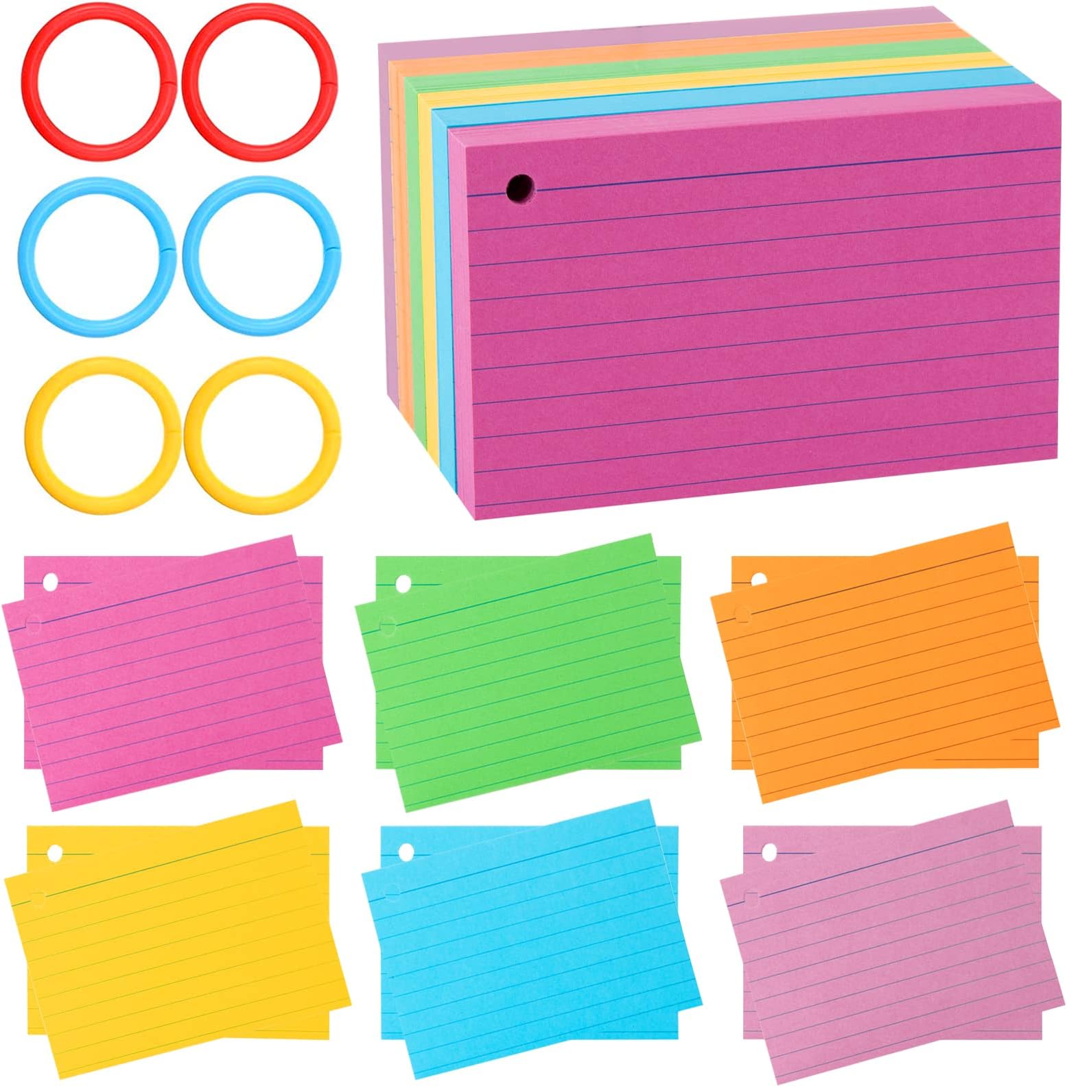 Amazon.com : 300 Pieces Colored Index Cards 3 × 5 Ruled Note Cards ...