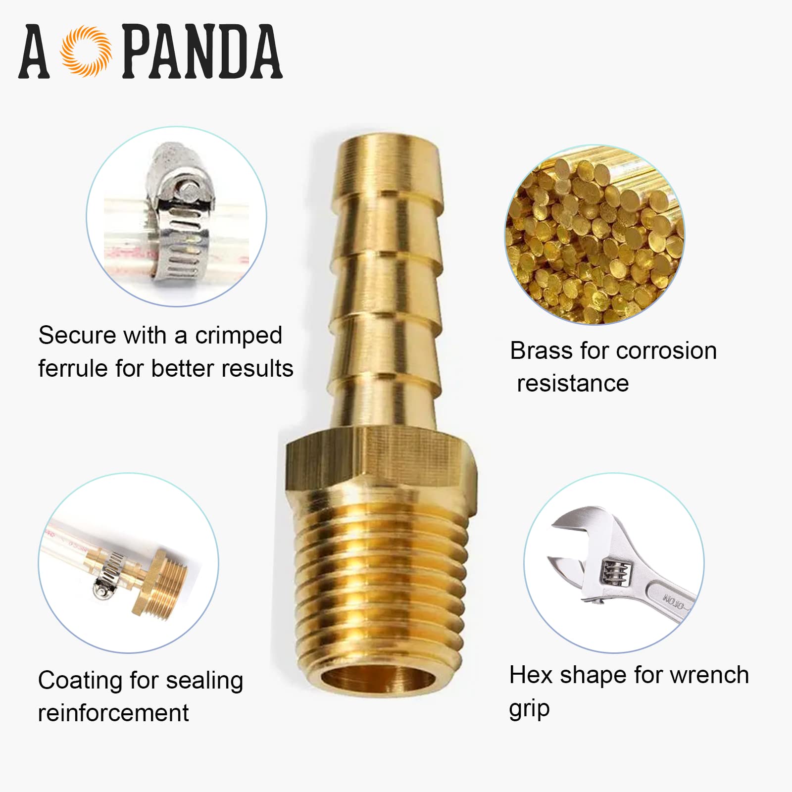 Snapklik.com : AOPANDA Brass Hose Barb Fittings, 3/16" Hose Barb To 1/4 ...