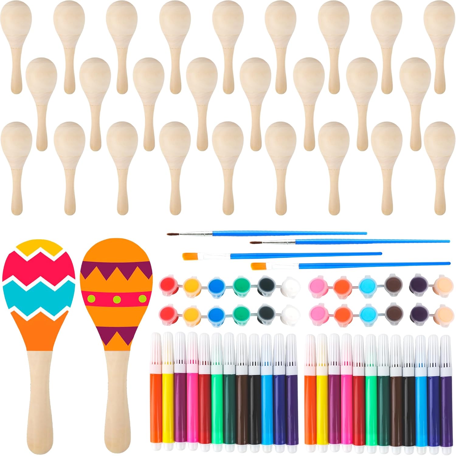 Amazon.com: 28 Pack DIY Wooden Maracas Painted Maracas Unfinished Mini ...