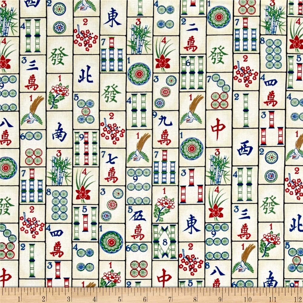 Amazon.com: Timeless Treasures Mahjong Tiles Mahjong, Quilting Fabric ...