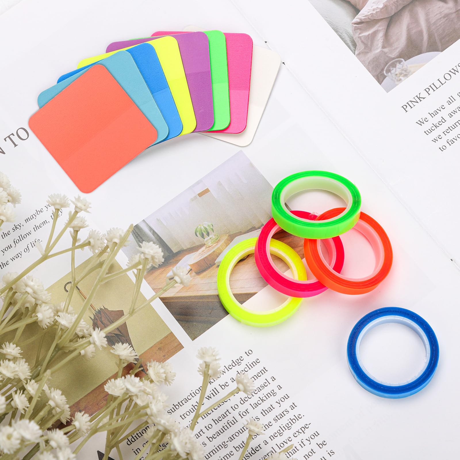 Study Essentials 5 Rolls Highlighter Tape & 8pcs Transparent Sticky ...