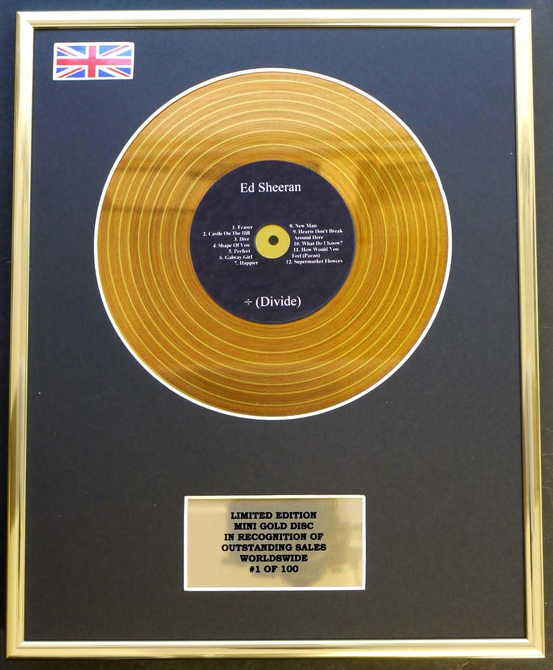 ED SHEERAN/MINI GOLD DISC DISPLAY/LIMITED EDITION/COA/DIVIDE : Amazon ...