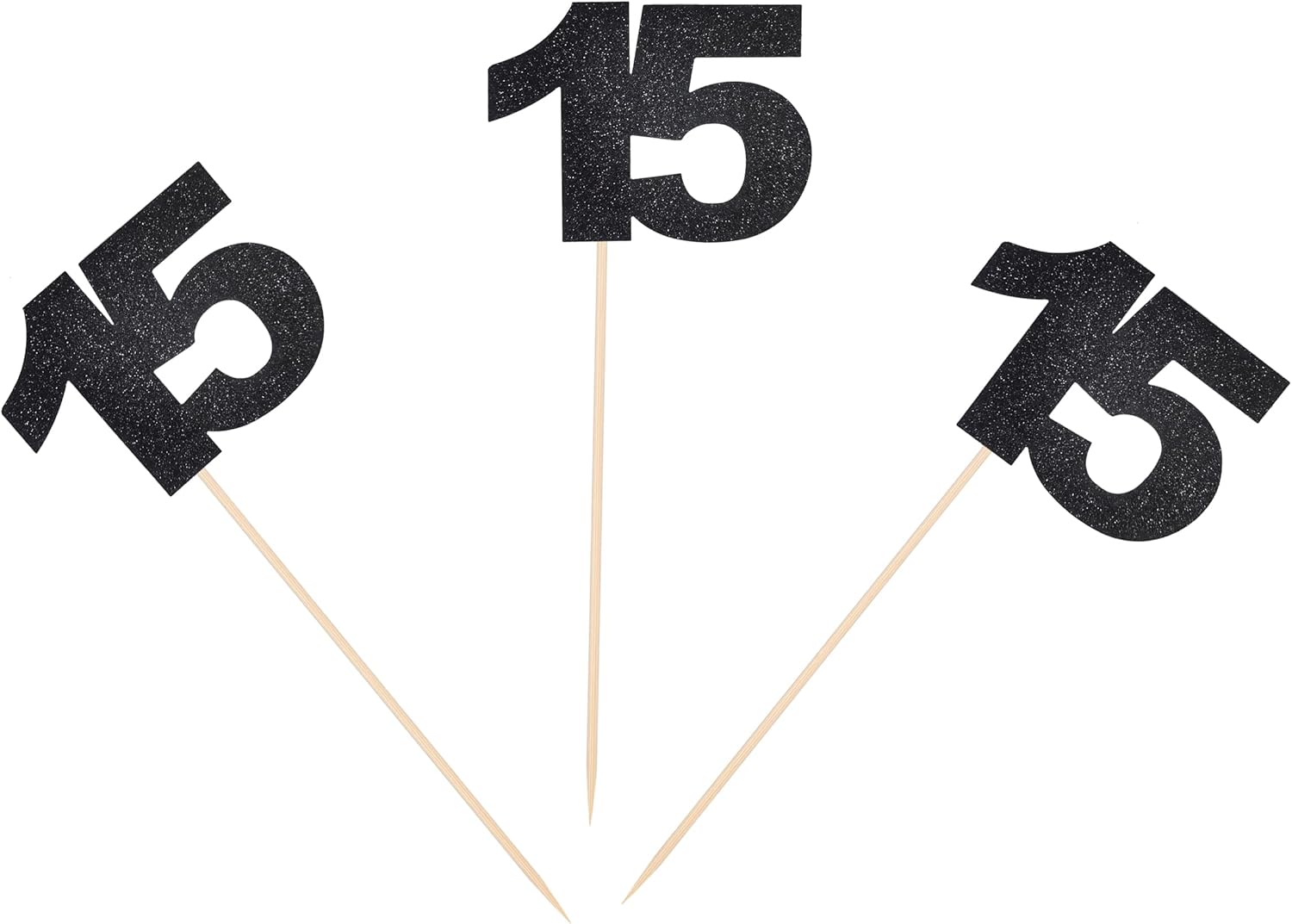 Amazon.com: 15th Birthday Centerpiece Sticks Black Glitter Number 15 ...