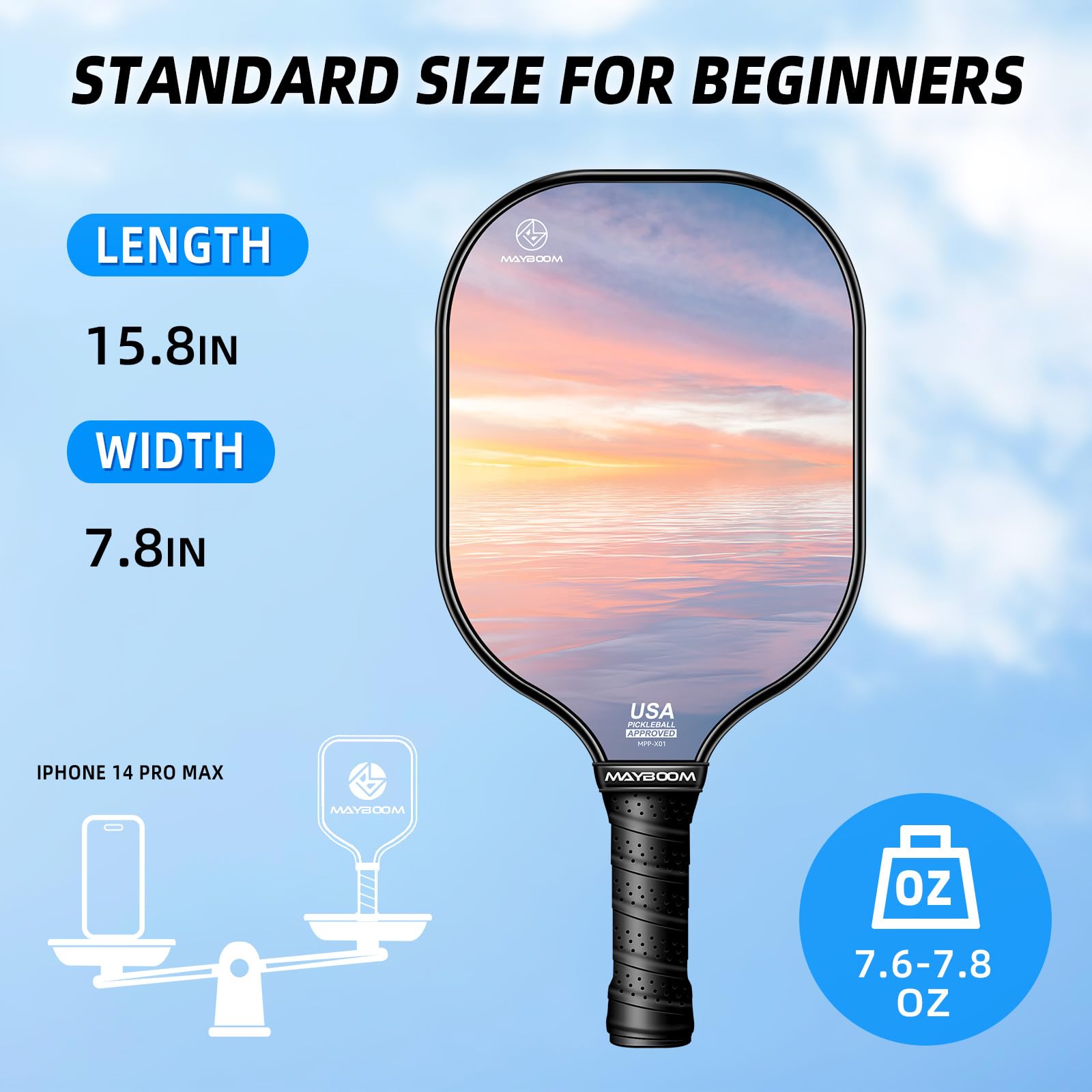 Snapklik.com : MayBoom Pickleball Paddles, USAPA Approved Fiberglass Pickleball Set, Lightweight ...