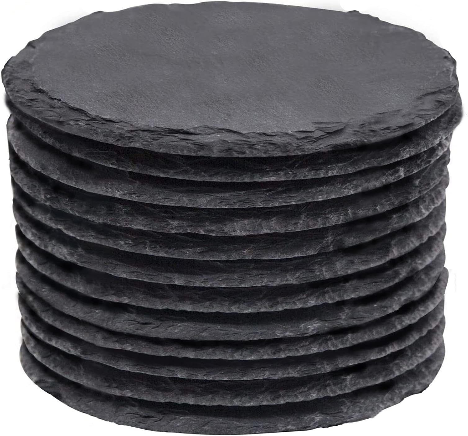 Amazon.com: 12 PCS 4 x 4 Inch Round Slate Drink Coasters Bulk, Black ...