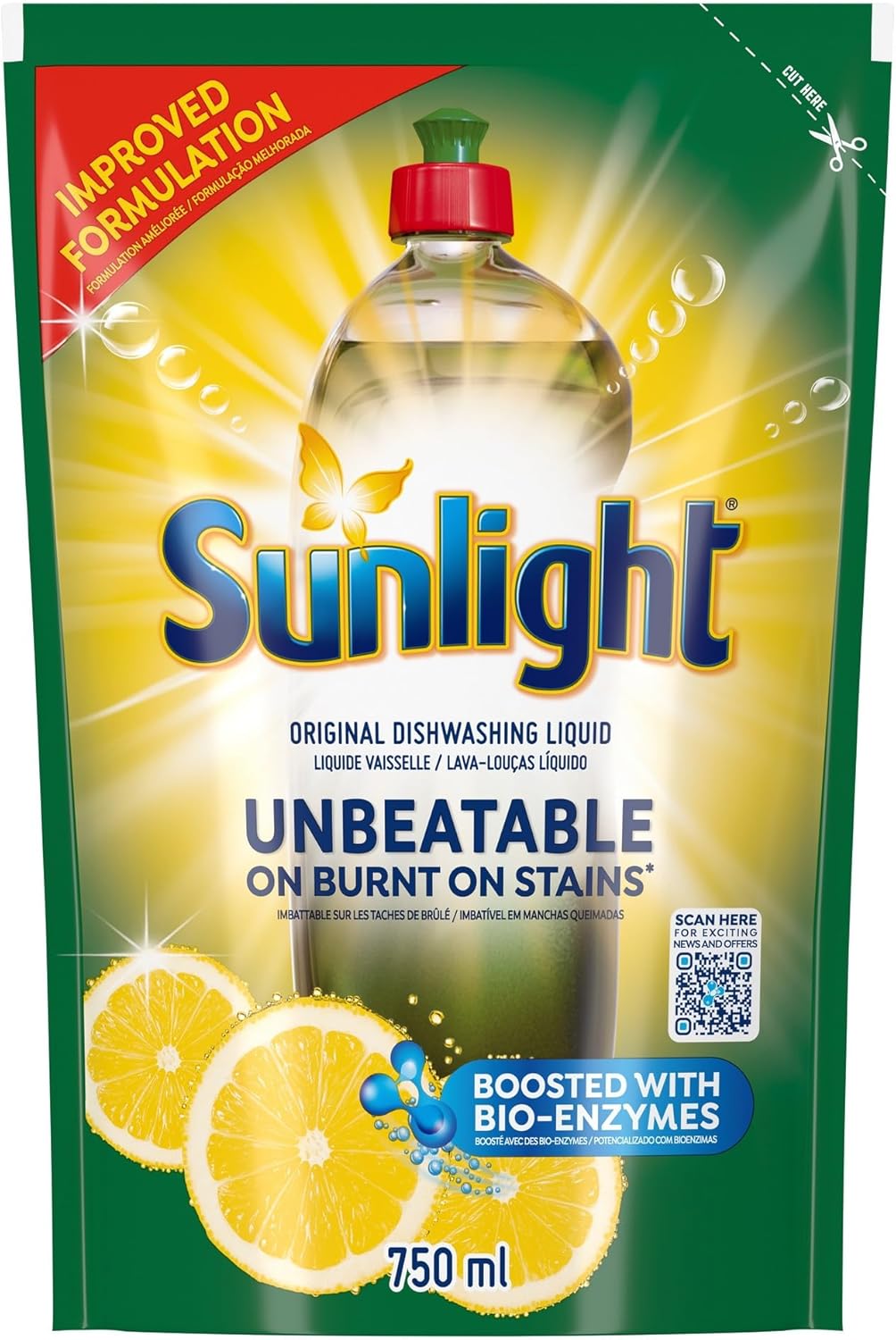 Sunlight Regular Degreasing Dishwashing Liquid Detergent Refill 750ml ...
