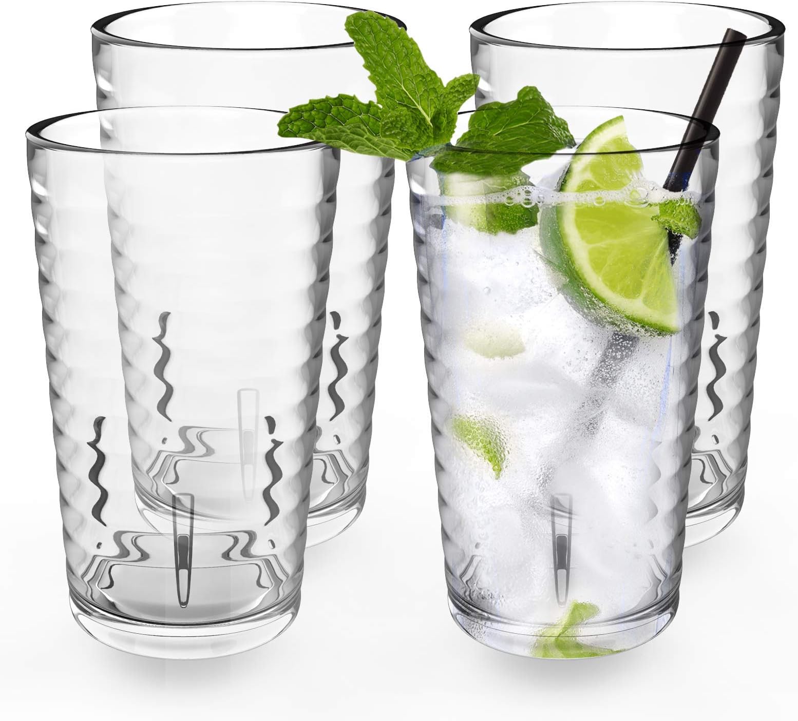 Amazon.com | Tebery 8 Pack Plastic Highball Drinking Glasses Plastic ...