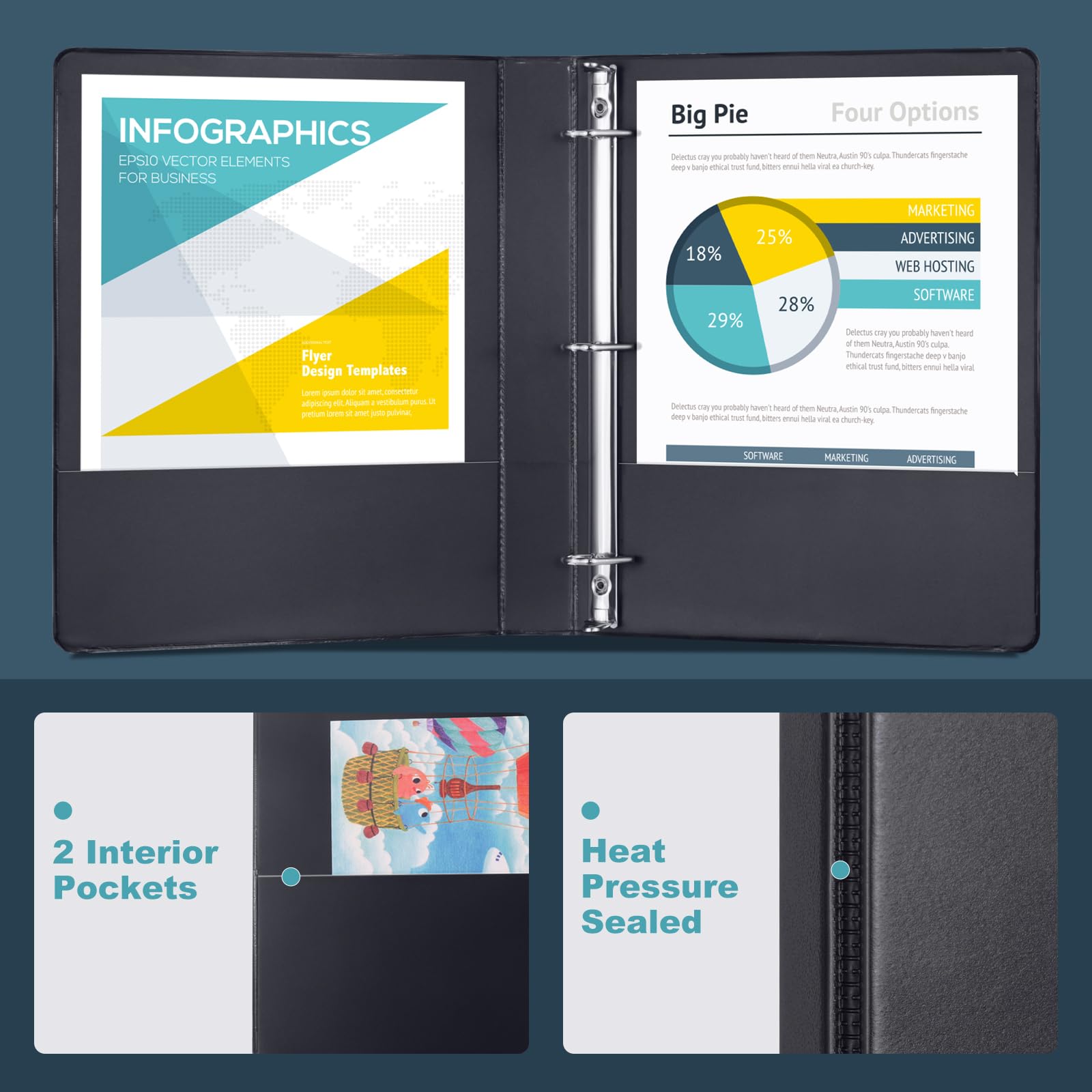 ViVin Durable 1.5 Inch D Ring Binders, 1.5'' 3 Ring View Binder with ...