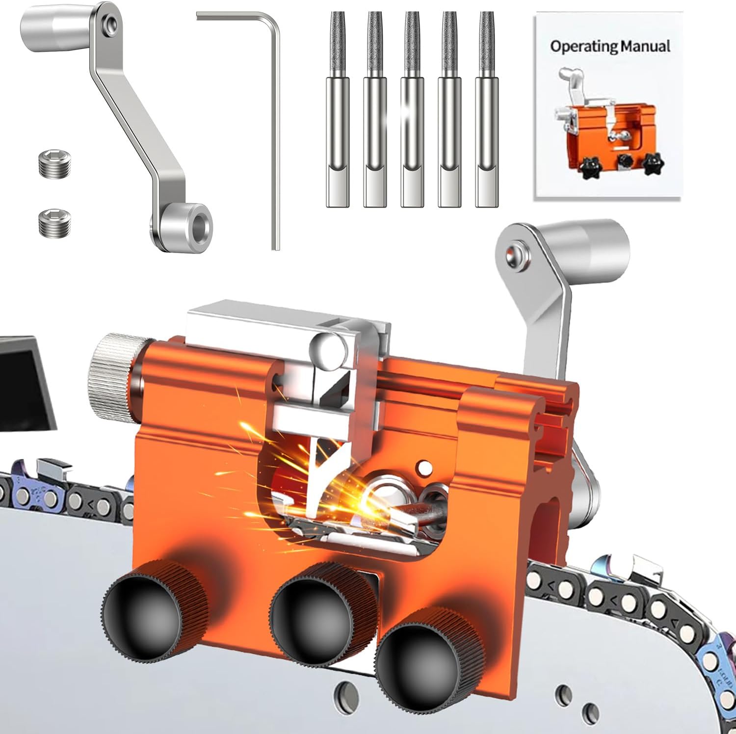 Amazon.com: Mengine Chainsaw Sharpener,Universal Portable Hand Crank ...