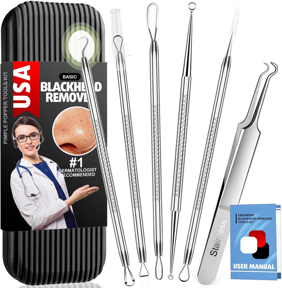 Amazon.com: Blackhead Remover Pimple Popper Tool Kit - Acne Comedone ...