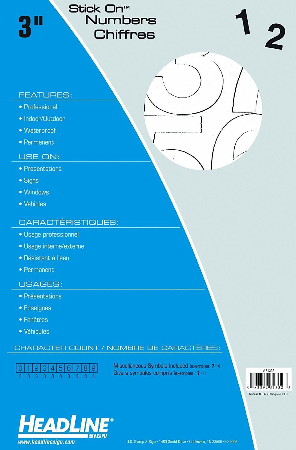 Headline Sign 31332 Stick-On Vinyl Numbers, White, 3-Inch : Amazon.ca ...