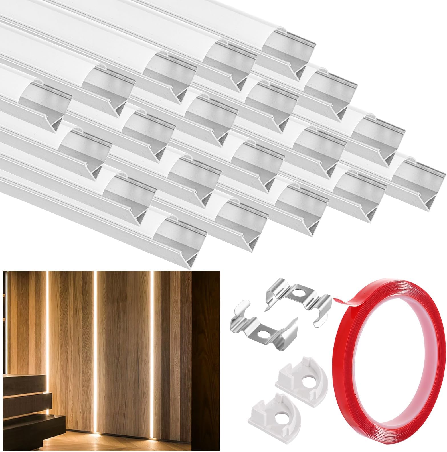 YOUNTHYE 20Pack Led Aluminum Profile, 20x30cm /19.7ft LED Profile ...