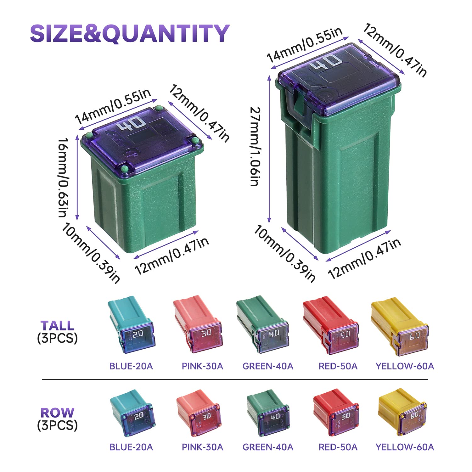Snapklik.com : SIGANDG Jcase Fuse Assortment 20A 30A 40A 50A 60A High ...