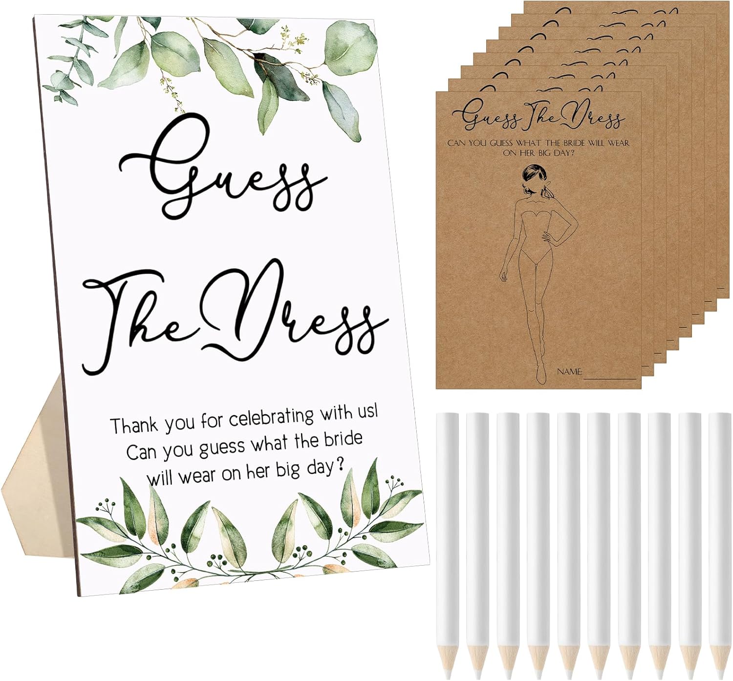 Seajan Guess The Dress Bridal Shower Game Wooden Sign Fun Bridal Shower ...