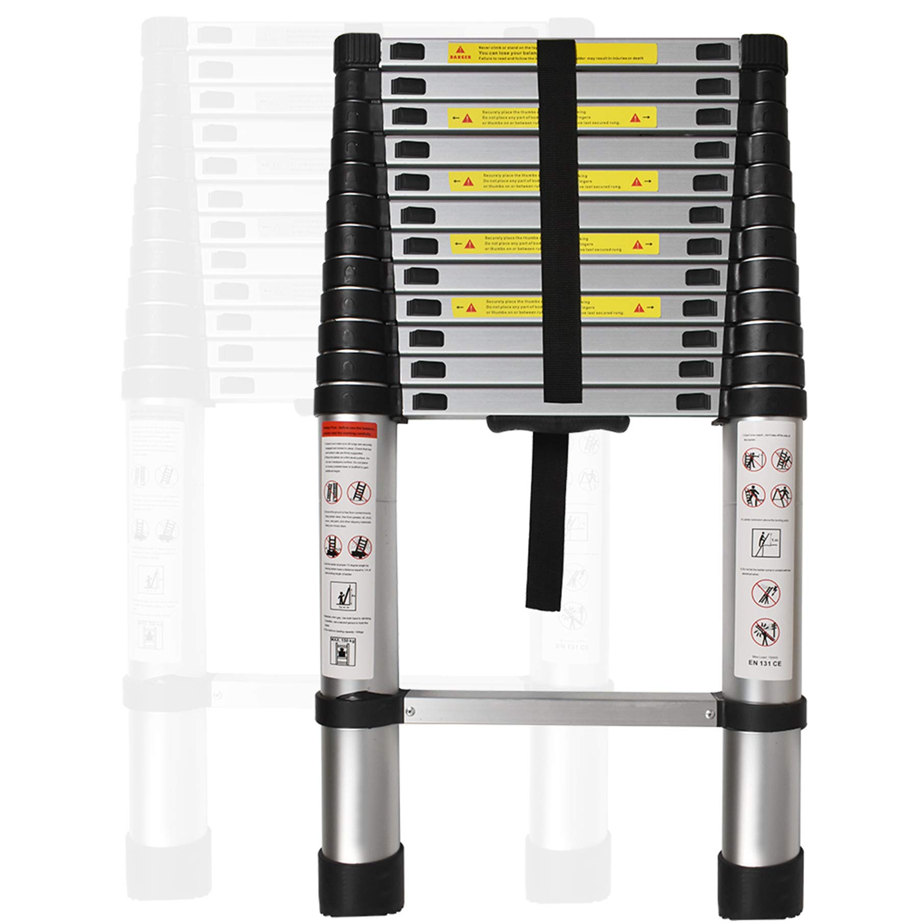 Aluminum Telescopic Extension Ladder Collapsible Ladder, One-Button ...