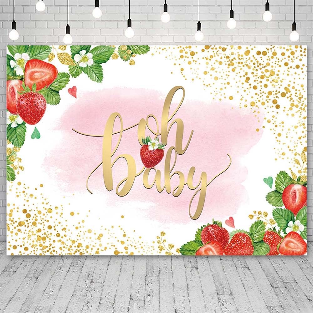 Amazon.com : SENDY 7x5ft Oh Baby Backdrop for Girl Strawberry Baby Shower Photography Background ...